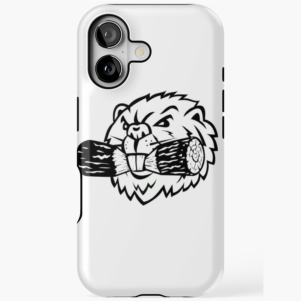 "Angry North American Beaver or Eurasian Beaver Biting Log Head Mascot ...