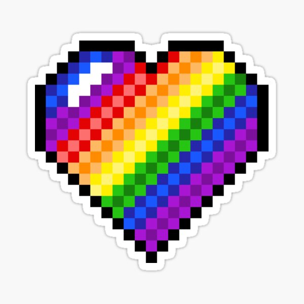 "Rainbow Heart in Pixel Art" Sticker for Sale by AlesiaSkye | Redbubble