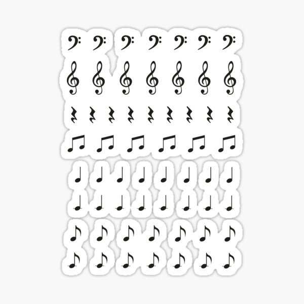 "Set of Sticker Sheet-Music Notes and Symbol Sticker" Sticker for Sale ...