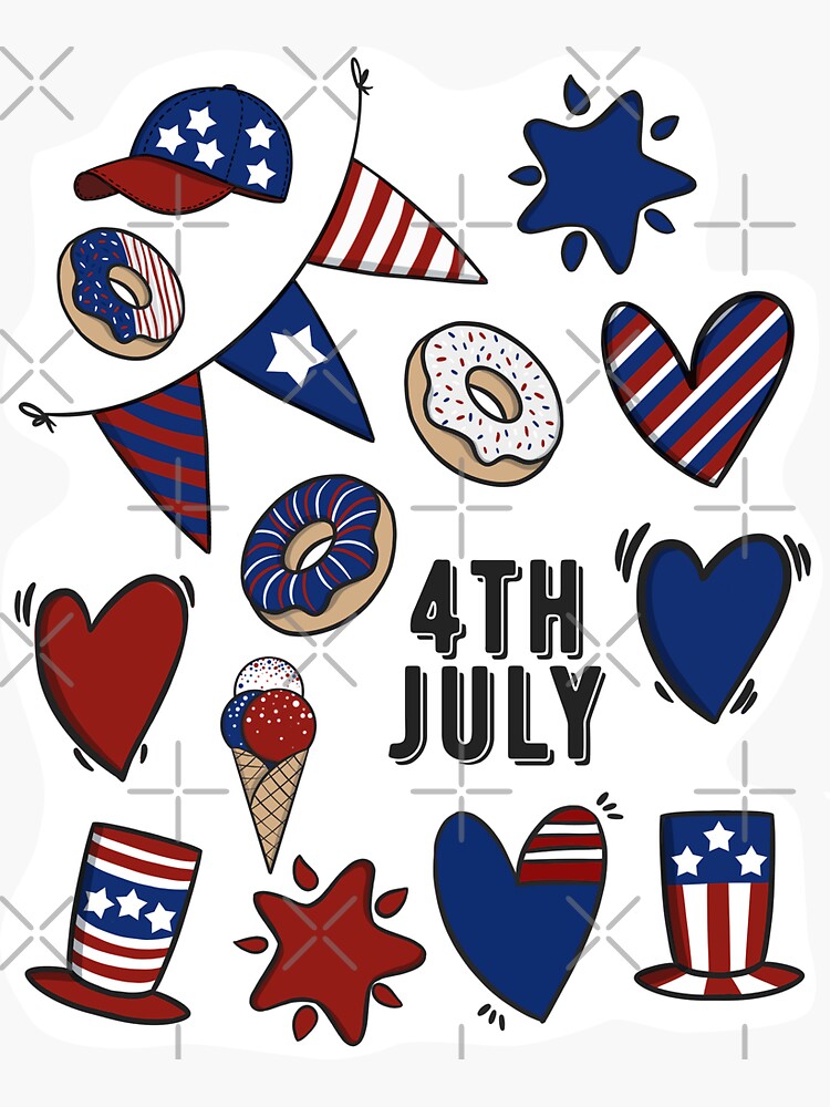 "4th of July Icons" Sticker for Sale by BasedOnEarth | Redbubble