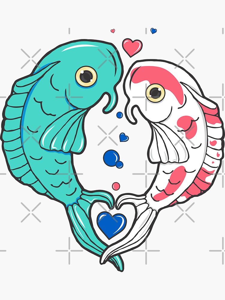 "Koi Fish Love" Sticker for Sale by FFDoodles | Redbubble