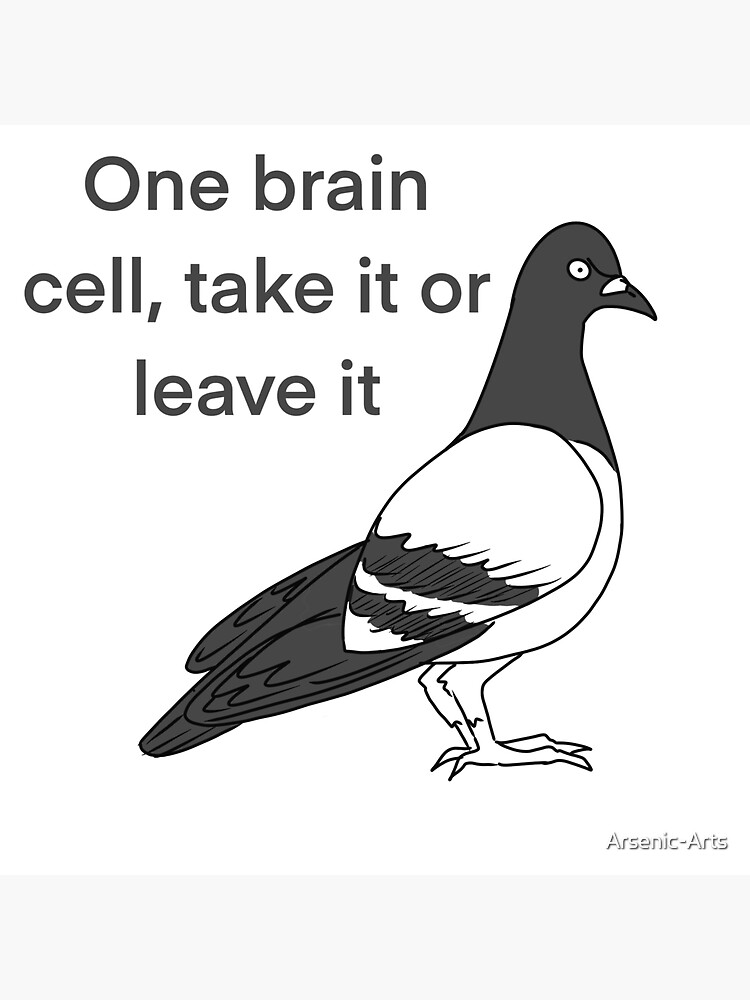 "Pigeon with exactly one brain cell" Sticker for Sale by Arsenic-Arts | Redbubble