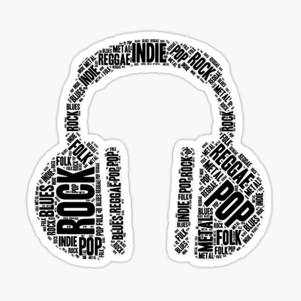 "headphone word art" Sticker for Sale by jualcantara | Redbubble