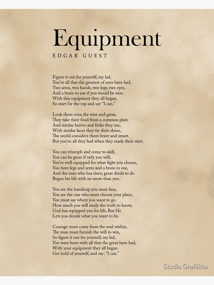 "Equipment - Edgar Guest Poem - Literature - Typewriter Print 2 ...