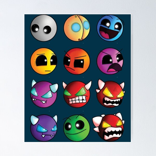 "geometry dash difficulty demon faces " Poster for Sale by ...