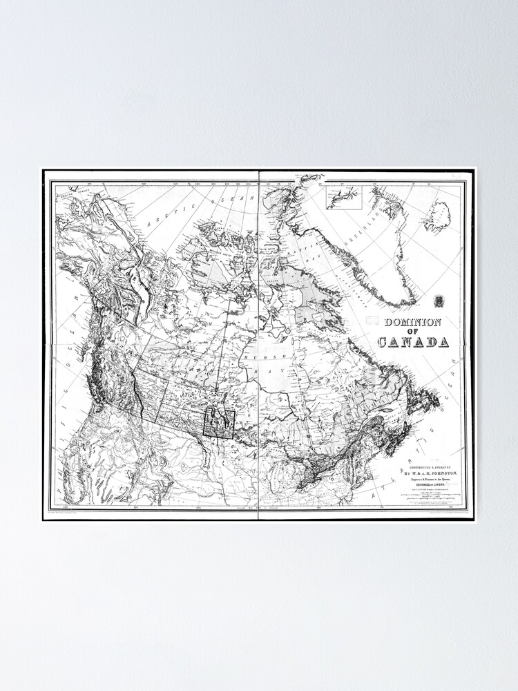 "Vintage Map of Canada (1898) BW" Poster for Sale by BravuraMedia ...