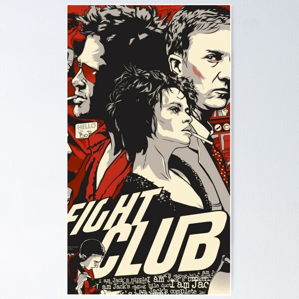 "Fight Club Drawing Black White And Red" Poster for Sale by ...