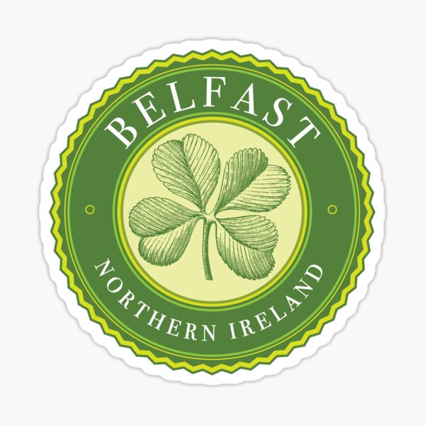 "Belfast Northern Ireland Four Leaf Clover Badge" Sticker for Sale by ...