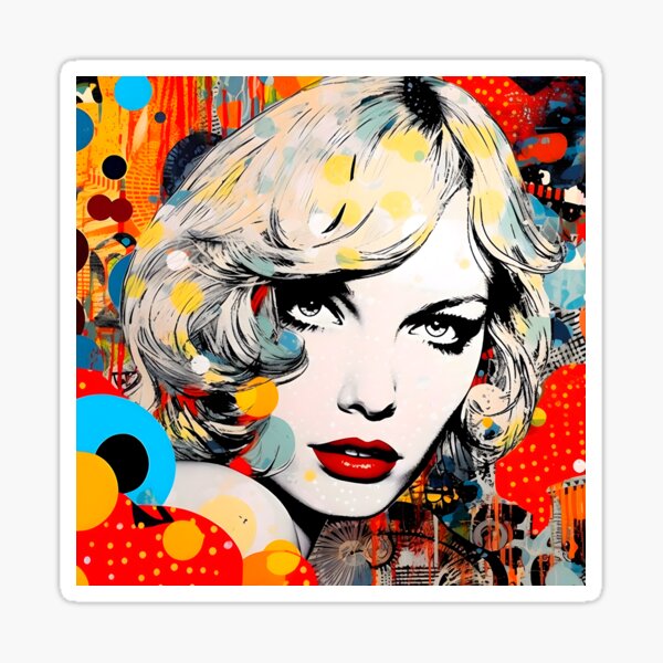 "Warhol or Lichtenstein style pop-art" Sticker for Sale by PINKSOUL1977 ...