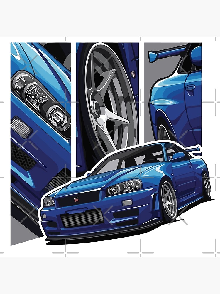 "Copy of Nissan GTR R34 Skyline" Poster by PerfCars | Redbubble