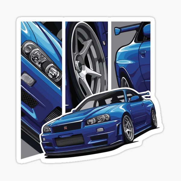 "Copy of Nissan GTR R34 Skyline" Sticker for Sale by PerfCars | Redbubble