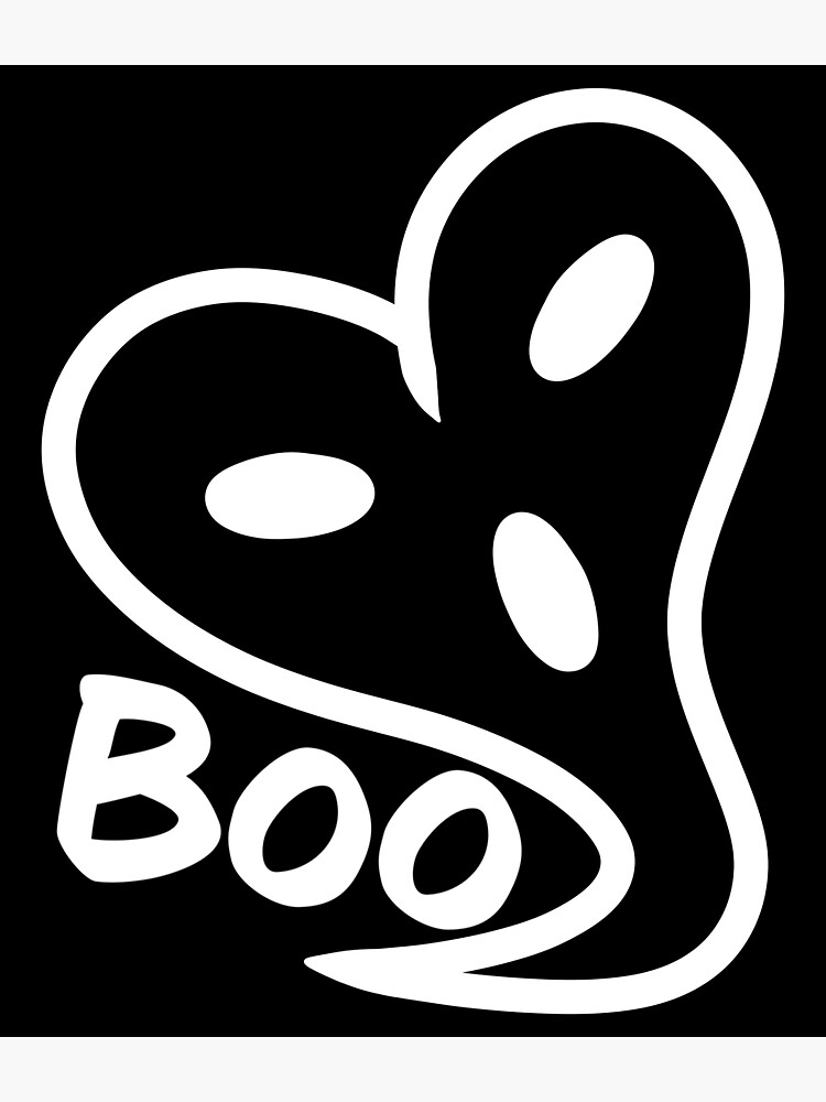 "Heart Boo Ghost Halloween Ghost on Black" Sticker for Sale by ...