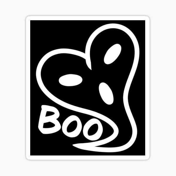 "Heart Boo Ghost Halloween Ghost on Black" Sticker for Sale by ...