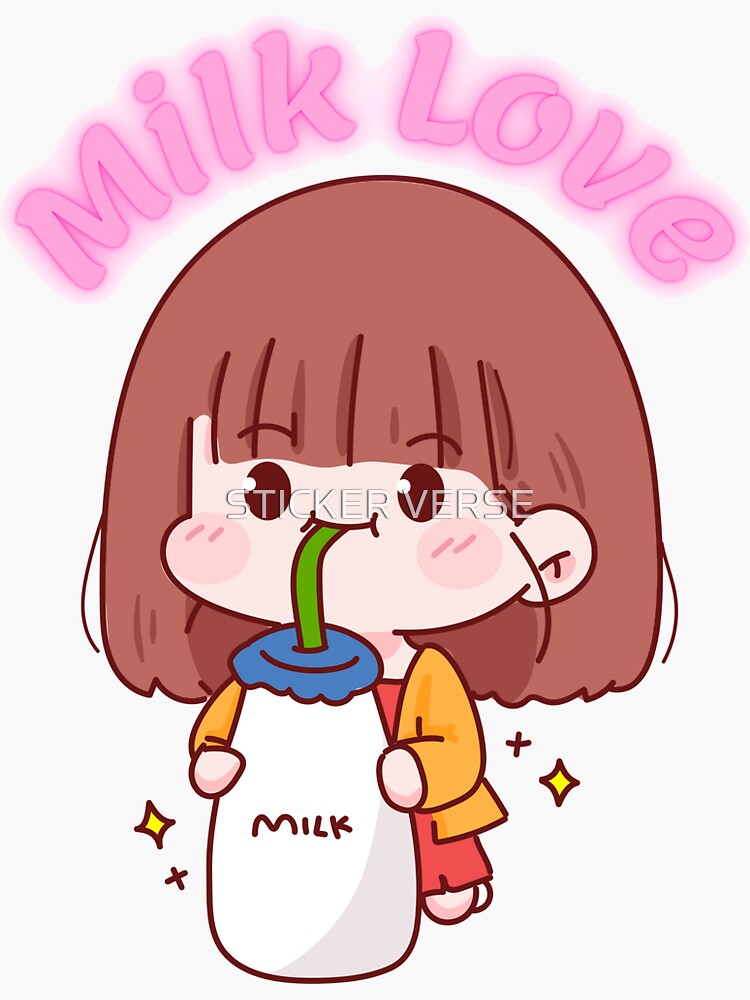 "Cute kid girl drinking milk molk love Chibi Art Cute Anime Cute ...