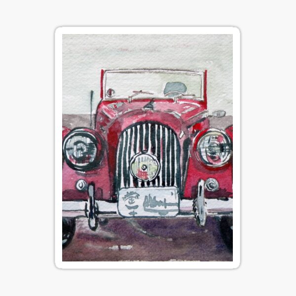"Morgan Red Car" Sticker by BAR-ART | Redbubble