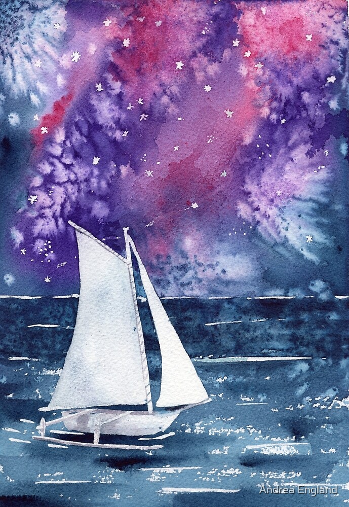 "Outrigger canoe sailing under the stars" by Andrea England | Redbubble