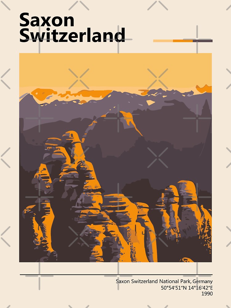 "Saxon Switzerland National Park, Travel poster, Retro print ...
