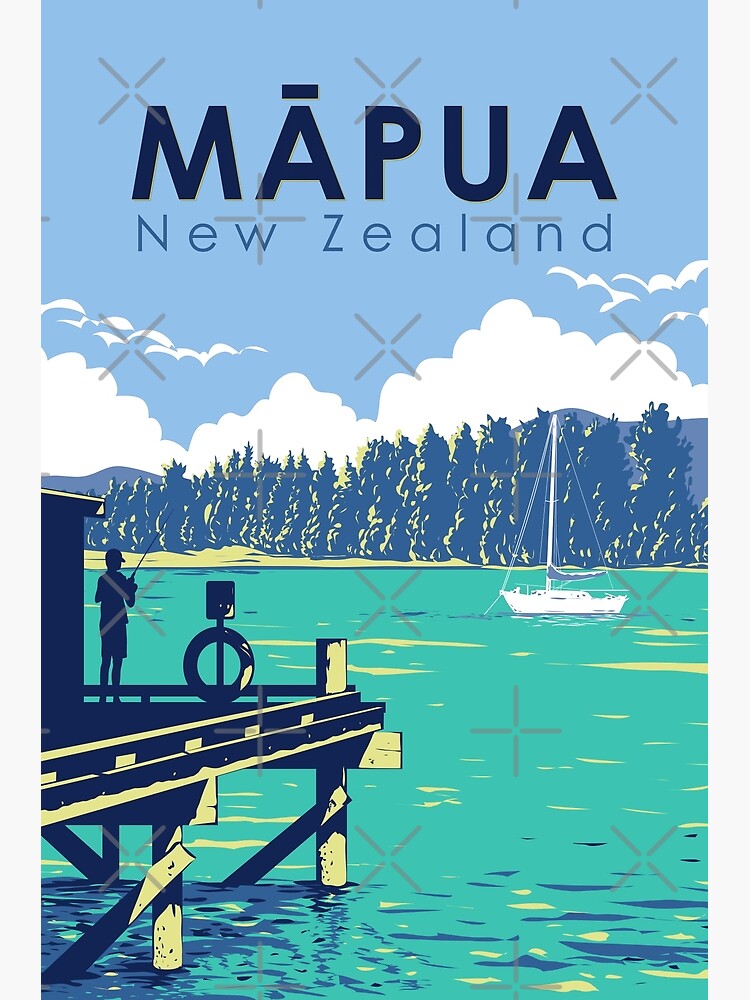 "Mapua New Zealand Travel Art Vintage" Poster for Sale by ...