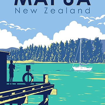 "Mapua New Zealand Travel Art Vintage" Poster for Sale by ...