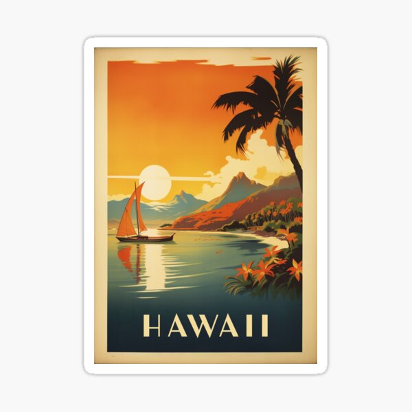 "Hawaii Retro Travel" Sticker for Sale by maxjfry | Redbubble