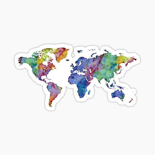 "watercolor world map nature" Sticker for Sale by PineLemon | Redbubble