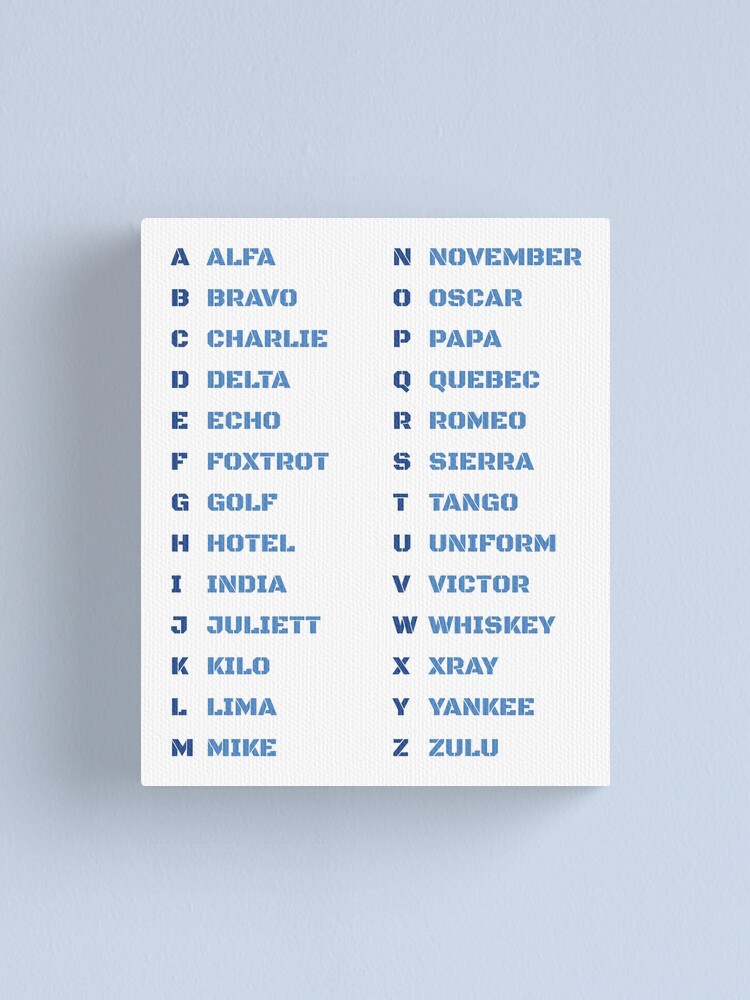 "ICAO Codes and Phonetic Alphabet for Pilots" Canvas Print for Sale by ...