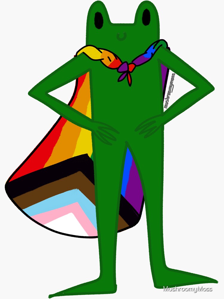 "Progress Pride Frog" Sticker for Sale by MushroomyMoss | Redbubble