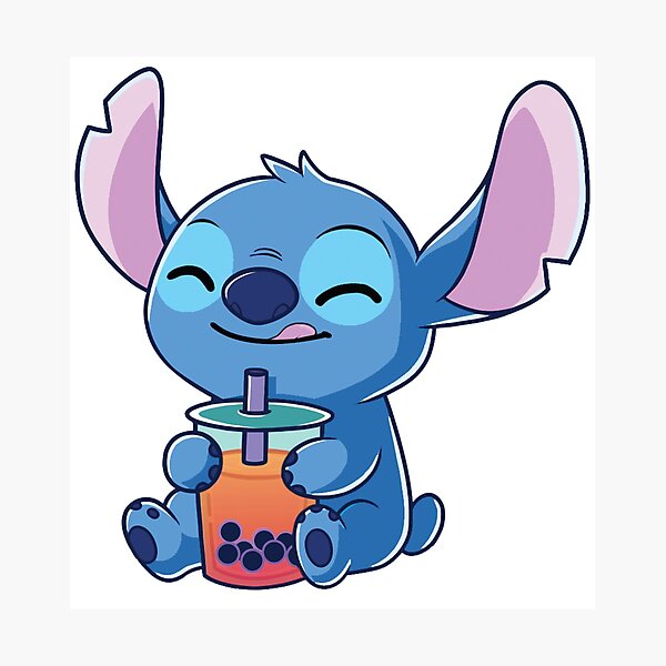 "Cute Stitch Drinking Bubble Tea" Photographic Print for Sale by ...