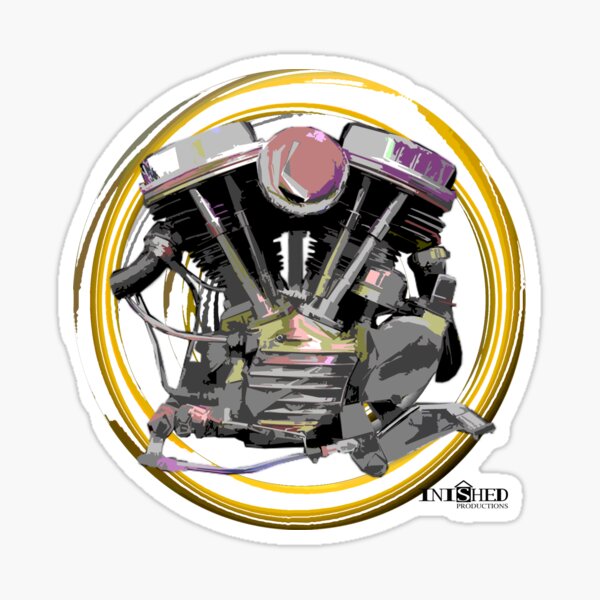 "Inished Classic Iconic Harley Davidson Panhead Chopper" Sticker for ...