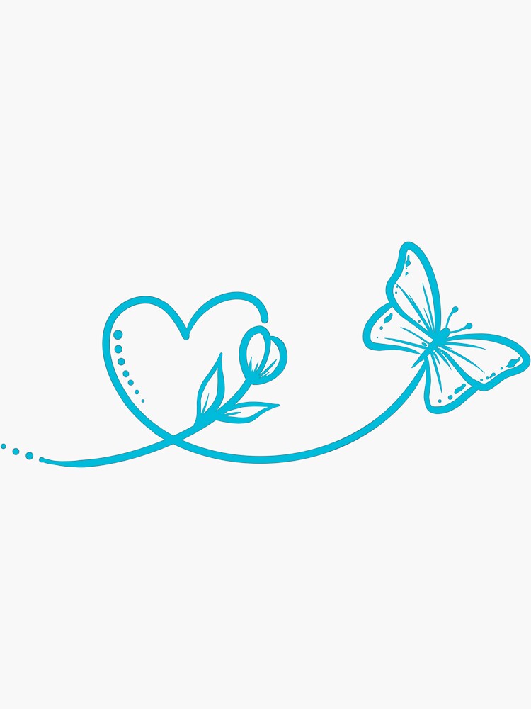 "Butterfly Heart Flower" Sticker for Sale by CuteTattoo | Redbubble