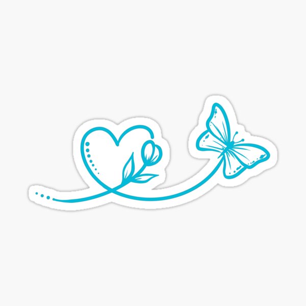 "Butterfly Heart Flower" Sticker for Sale by CuteTattoo | Redbubble