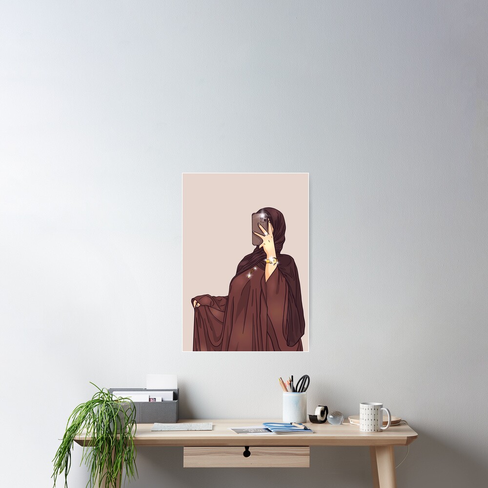 "HIJABI WEARING ABAYA HOLDING PHONE" Sticker by WABEY | Redbubble