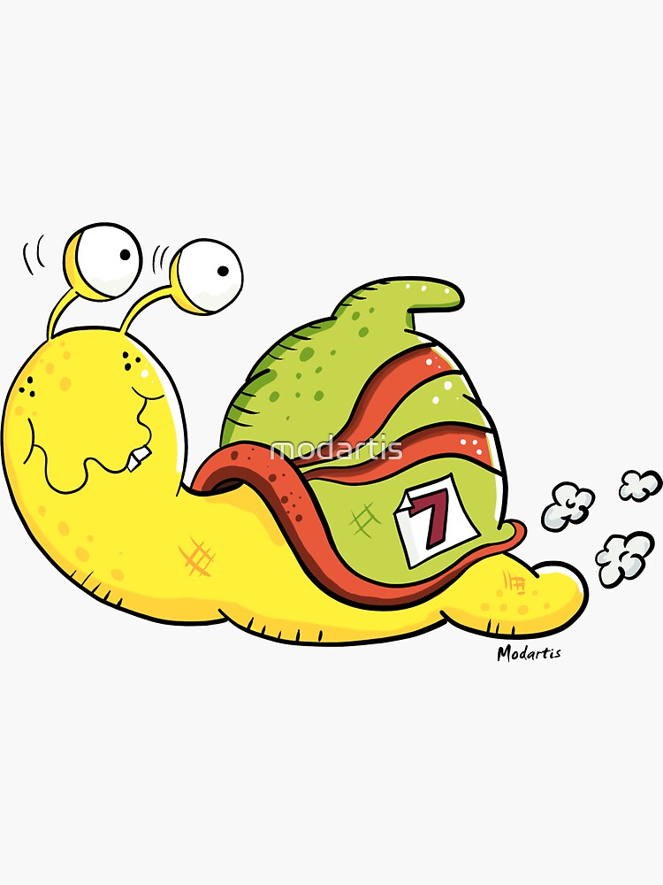 "Funny Tiny Snail Racing Cartoon" Sticker for Sale by modartis | Redbubble