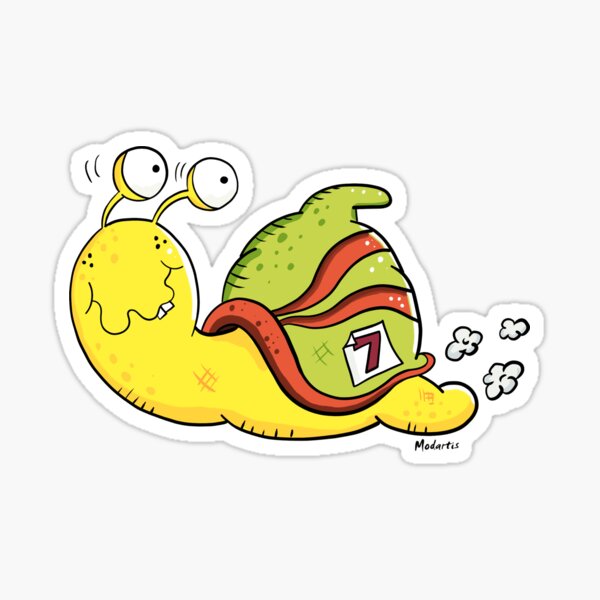 "Funny Tiny Snail Racing Cartoon" Sticker for Sale by modartis | Redbubble