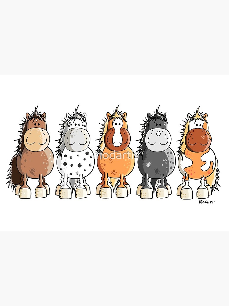 "Five Happy Horses Cartoon" Art Board Print for Sale by modartis ...