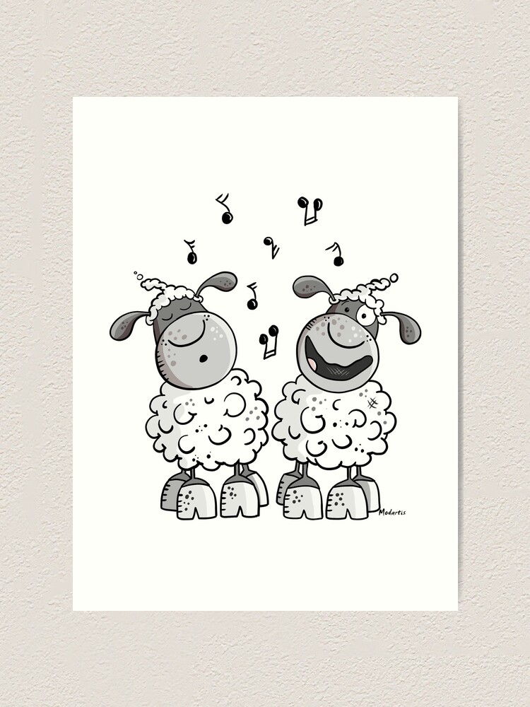 "Cute Singing Sheep Cartoon" Art Print by modartis | Redbubble