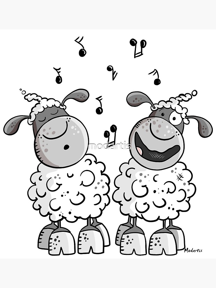 "Cute Singing Sheep Cartoon" Art Print by modartis | Redbubble