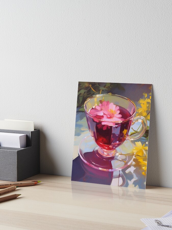 "Tea Time, Still Life Oil painting of a cup of tea and flowers" Art ...