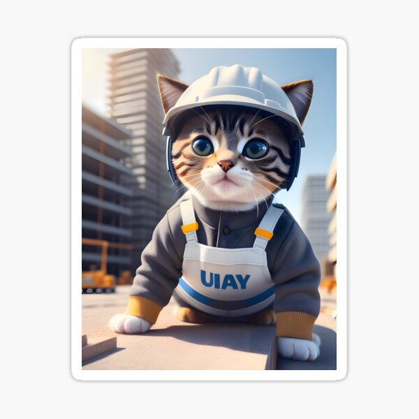"Working cat - Modern digital art" Sticker for Sale by Ai-michiart ...