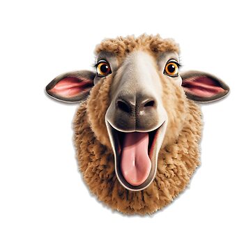 "Talking Happy Sheep Farm Animal Mouth Open" Sticker for Sale by ...