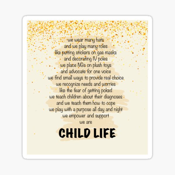 "Confetti We Are Child Life" Sticker for Sale by Sara Webb | Redbubble