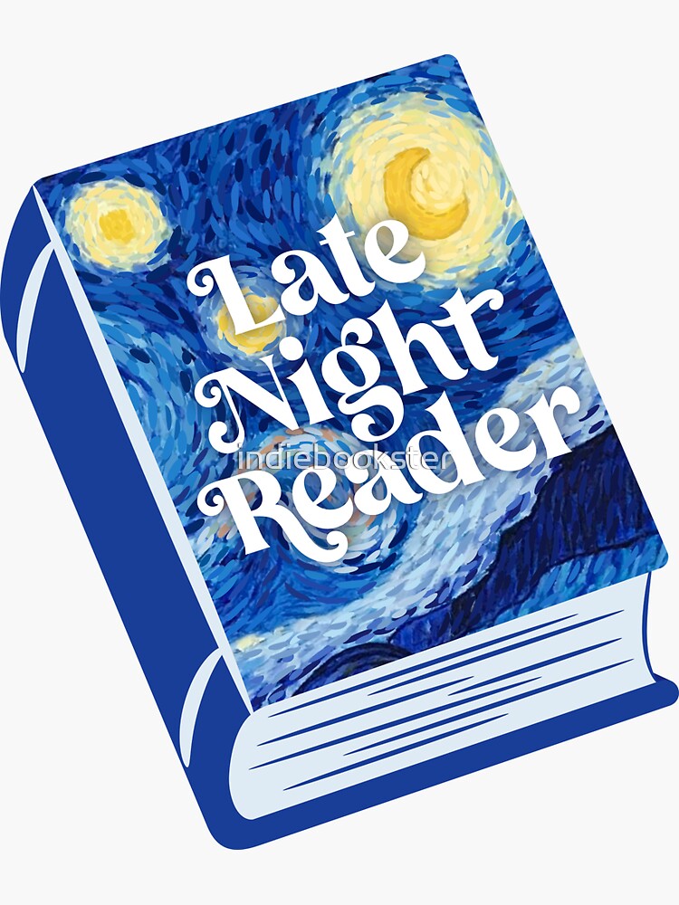 "late night reader" Sticker for Sale by indiebookster | Redbubble