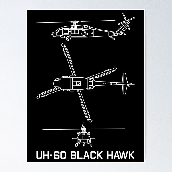 "UH-60 Black Hawk Military Helicopter Blueprint Diagrams" Poster for ...