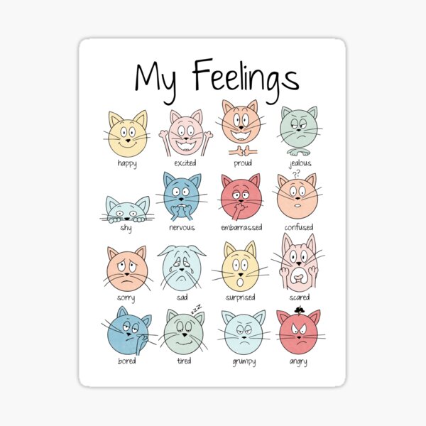 "Cat Feelings, expressions, emotions" Sticker for Sale by konnijensen ...