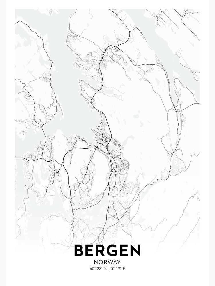 "Bergen City Map" Poster for Sale by OrtaMaps | Redbubble