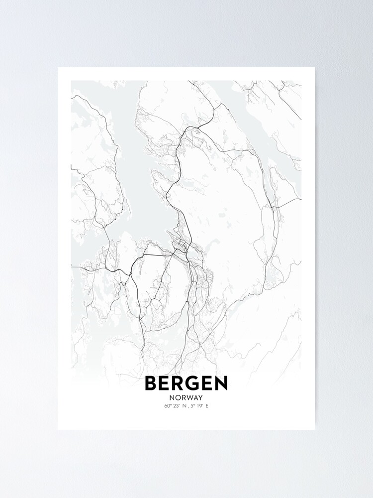 "Bergen City Map" Poster for Sale by OrtaMaps | Redbubble