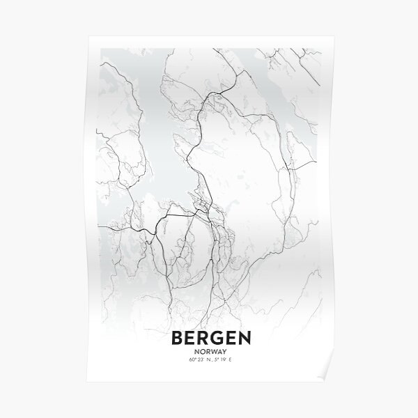 "Bergen City Map" Poster for Sale by OrtaMaps | Redbubble