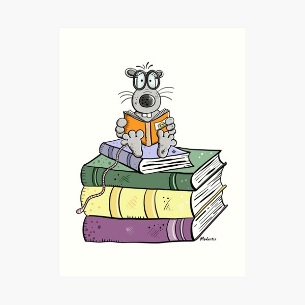 "Reading Rat Cartoon" Art Print by modartis | Redbubble