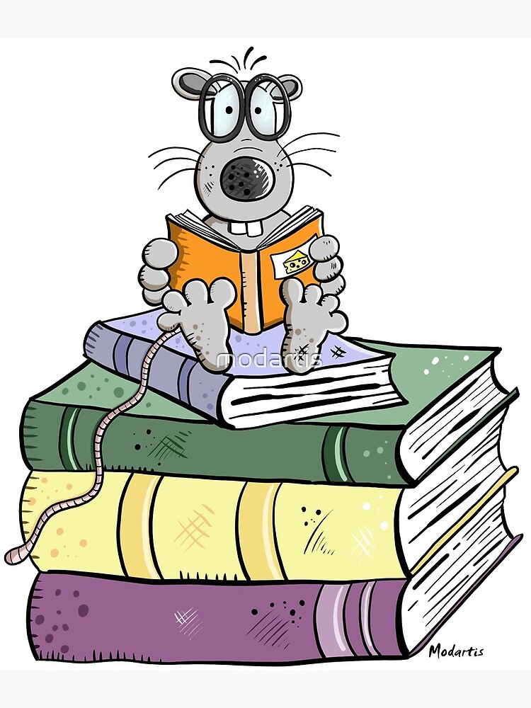 "Reading Rat Cartoon" Art Print by modartis | Redbubble