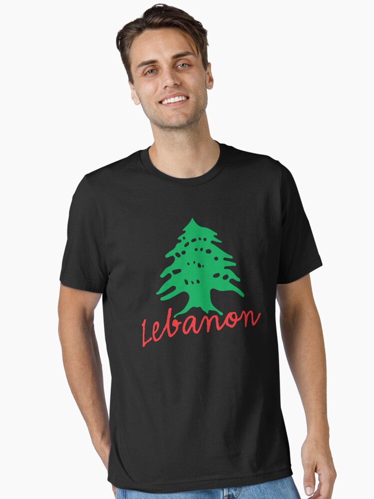 "Lebanon Name with Lebanese Flag Cedar Tree Design" Essential T-Shirt ...